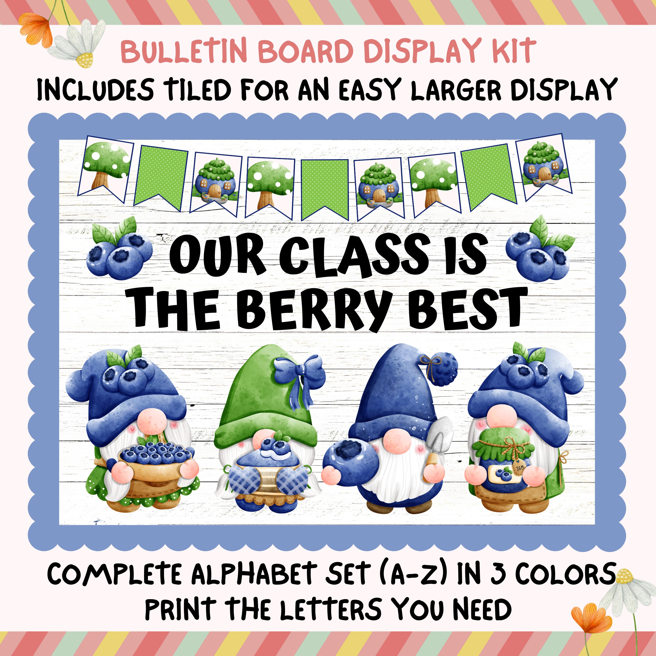 Blueberry Gnomes Bulletin Board Kit Positive Back to School - Etsy