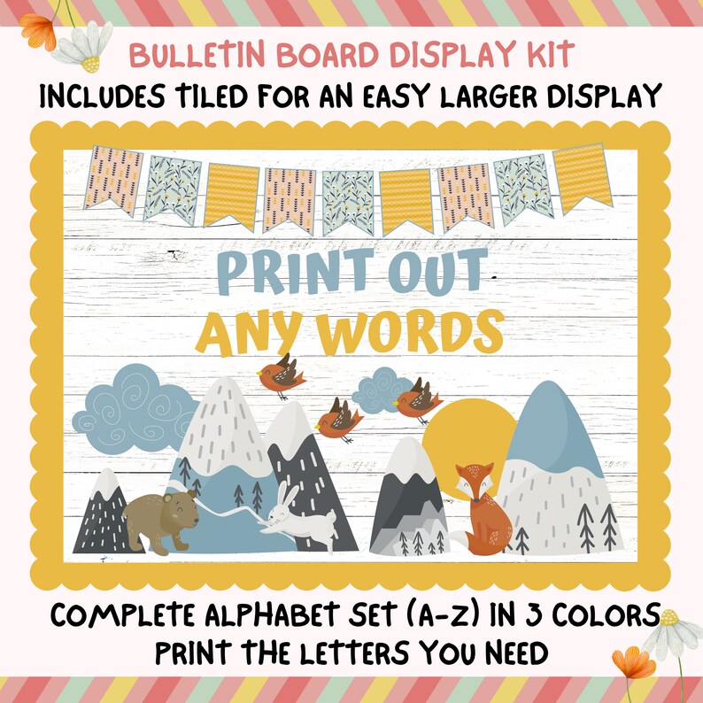 Together Move Mountains Bulletin Board Kit Boho Animals - Etsy