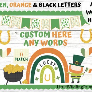 St Patricks Day Rainbow Bulletin Board Display Kit Custom Any Words ...