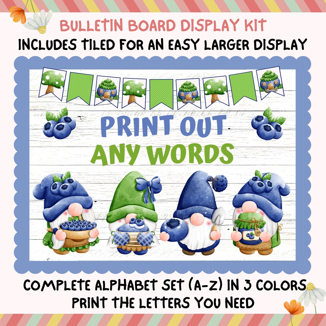 Blueberry Gnomes Bulletin Board Kit, Positive Back to School Berries ...