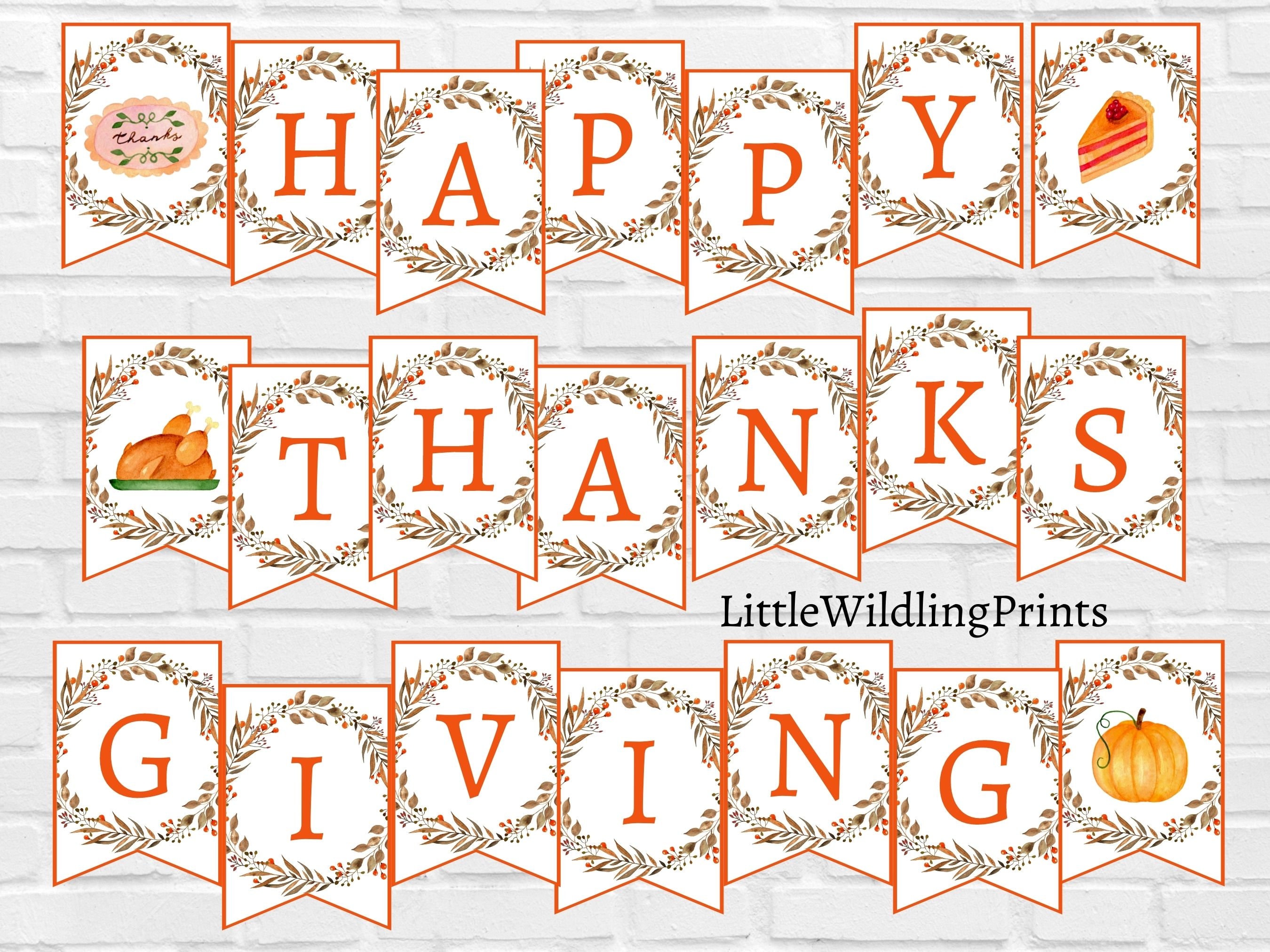 Happy Thanksgiving Banner Printable Digital Download Give | Etsy
