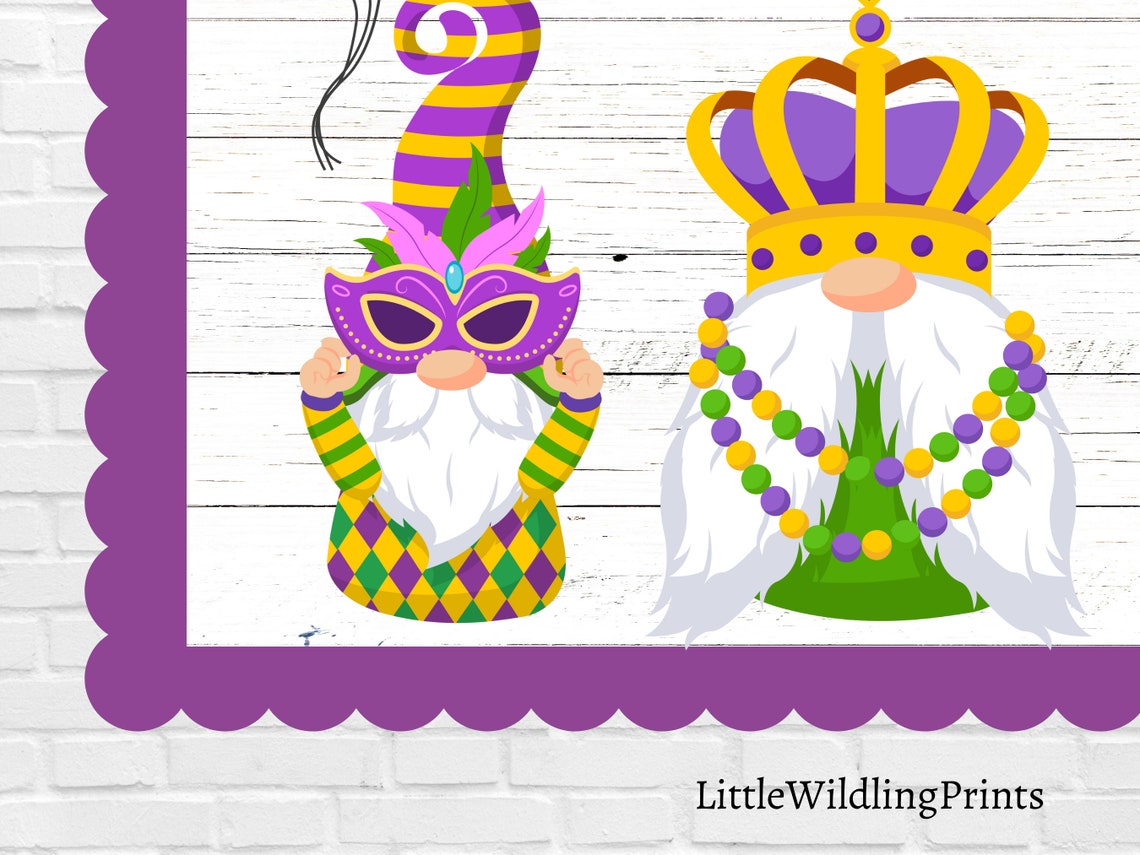 Mardi Gras Gnomes Bulletin Board Parading With My Gnomies Display Kit ...