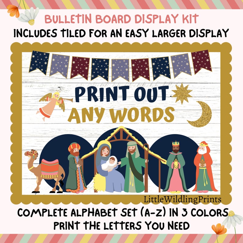 Christmas, Nativity Scene, Religious, Jesus, Bulletin Board Kit ...