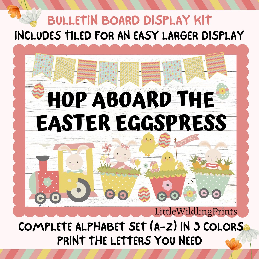 Happy Easter Train Rabbits Bulletin Board Hop Aboard the Easter ...