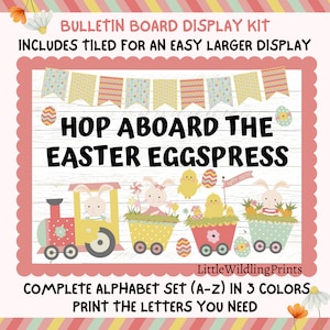 Happy Easter Train Rabbits Bulletin Board Hop Aboard the Easter ...