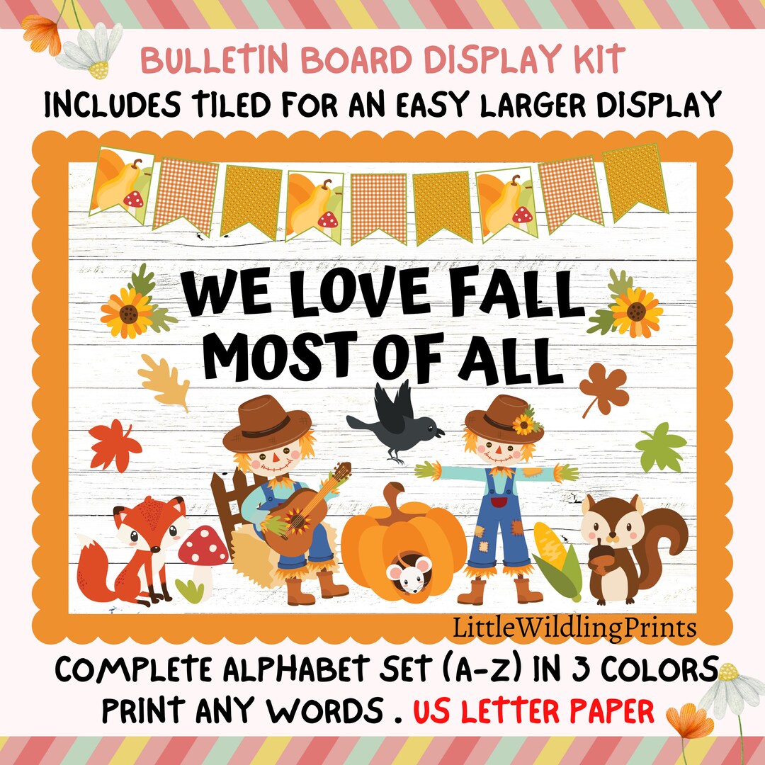 Fall Scarecrow, Autumn, Thanksgiving, Harvest Bulletin Board Kit - Etsy