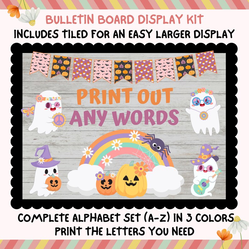 Halloween, Groovy, Retro, Ghost, Bulletin Board, October - Etsy