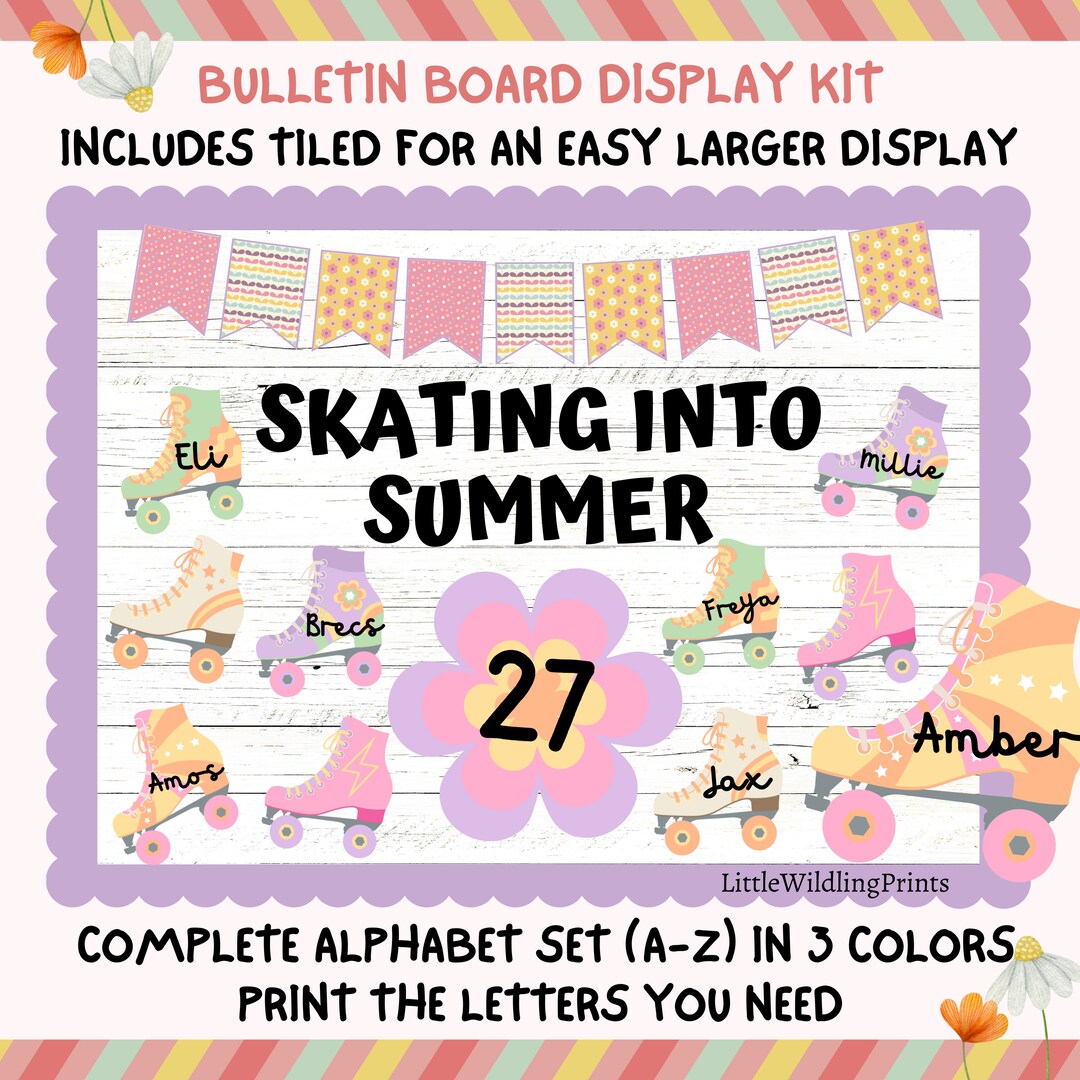 Skating Into Summer Bulletin Board Kit, End of Year Countdown Bulletin ...