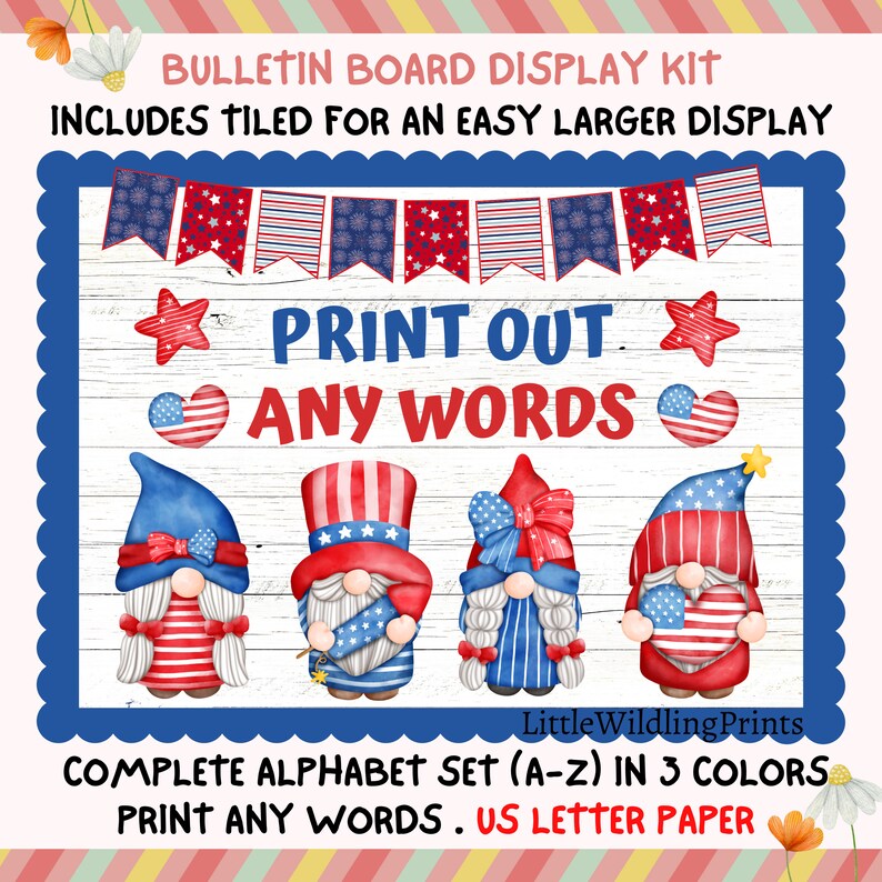 Flag Day Gnomes Independence Day Bulletin Board America Patriots ...