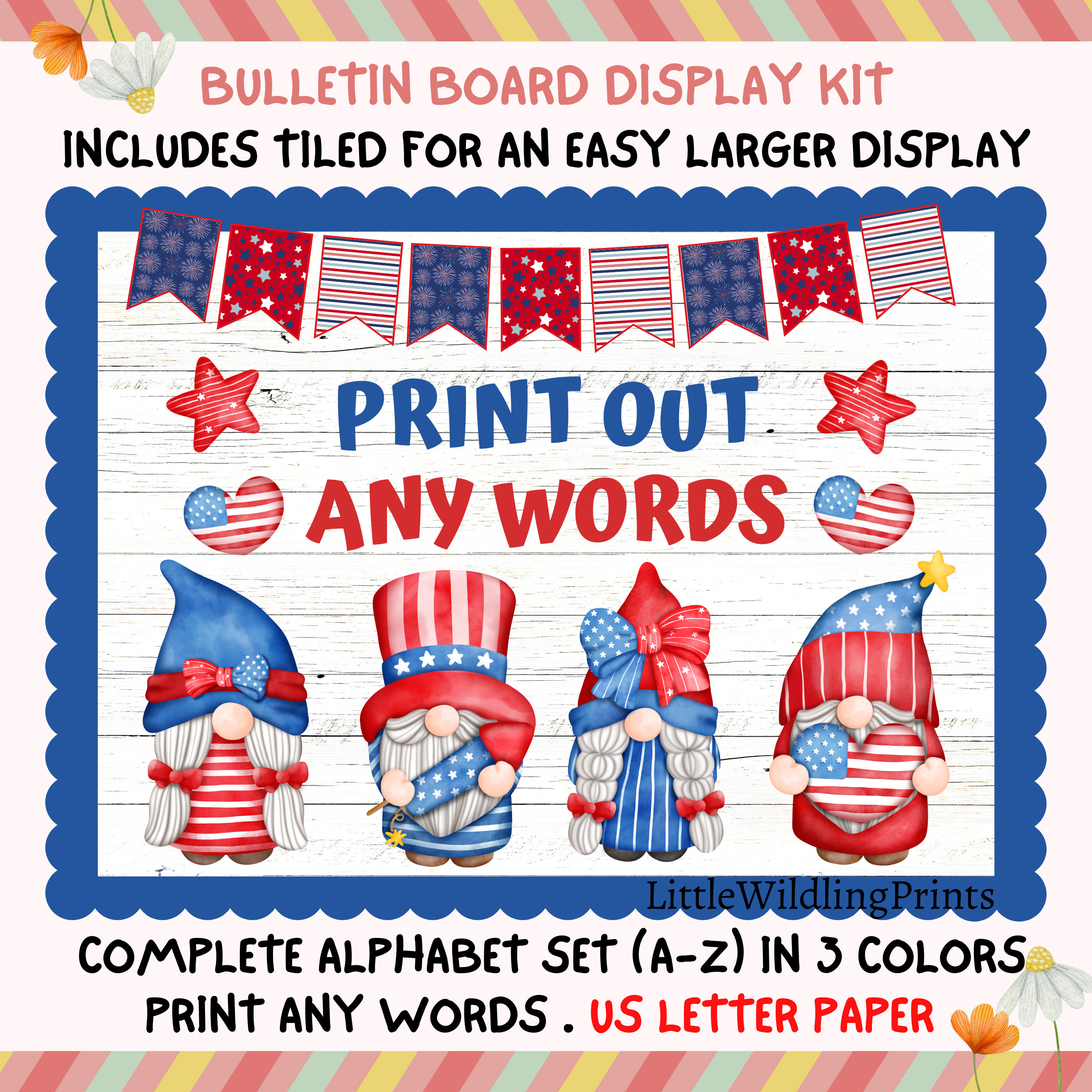Flag Day Gnomes Independence Day Bulletin Board America Patriots ...