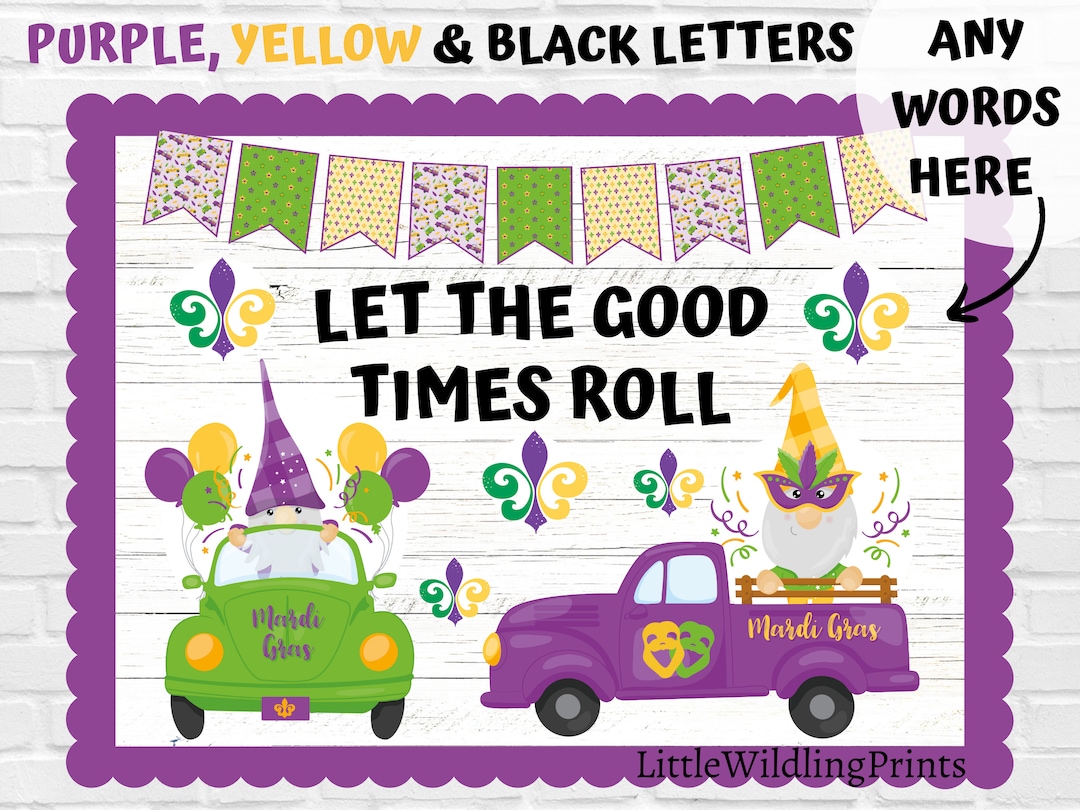 Mardi Gras Gnome Truck Bulletin Board Let the Good Times Roll Display ...