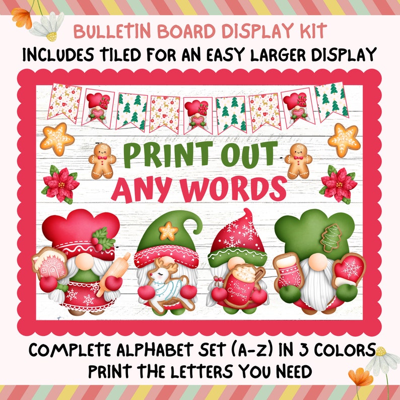 Christmas Gnomes Festive Baking Holidays Bulletin Board - Etsy