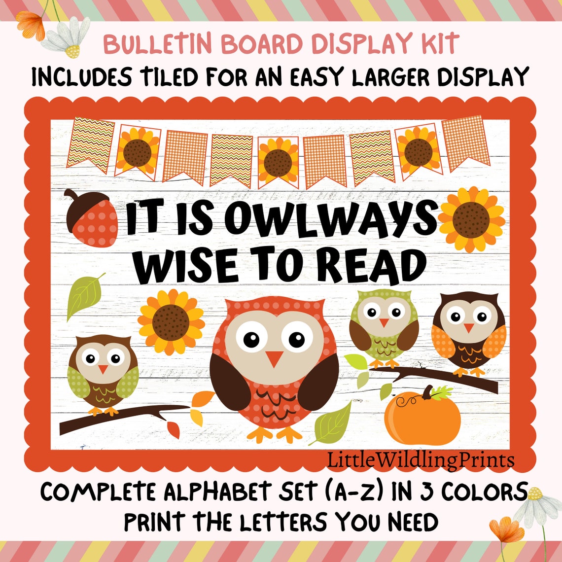 Reading Owls Bulletin Board Kit Books Library Wise Owl Fall - Etsy