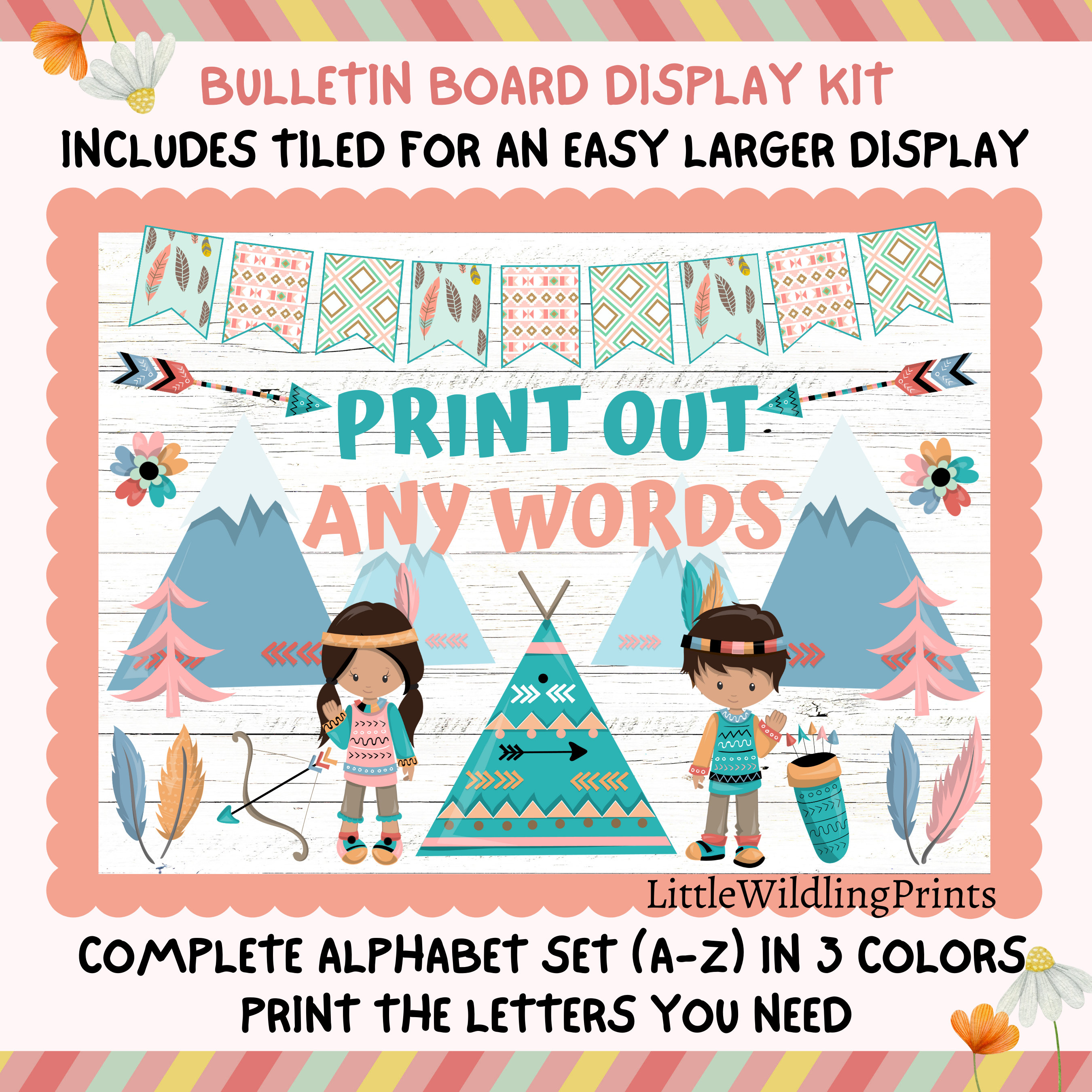 Native Americans Bulletin Board Kit, American Indians First Americans ...