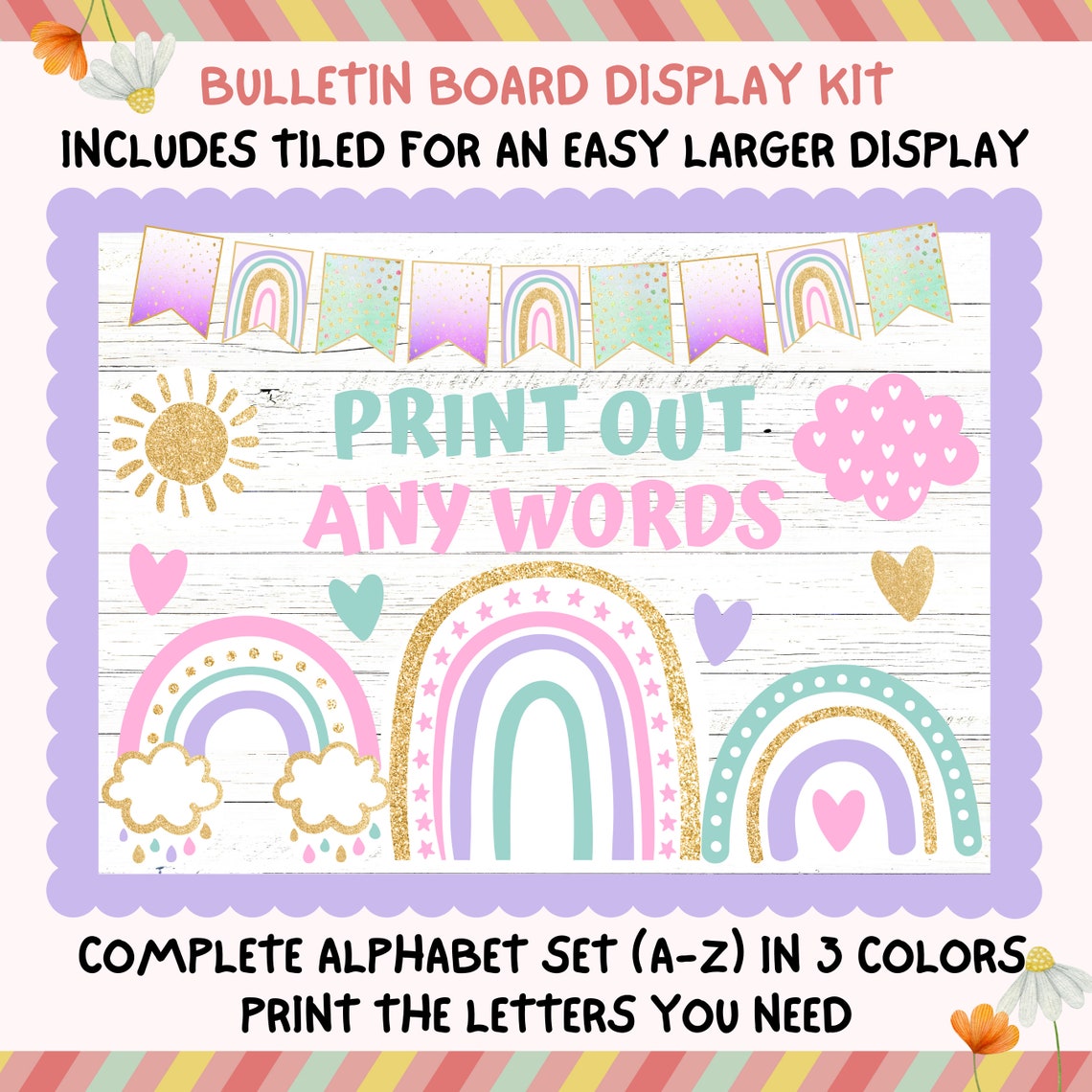 Kindness Matters Bulletin Board Pastel Glitter Rainbow - Etsy