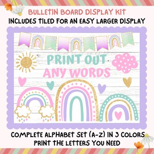 Kindness Matters Bulletin Board, Pastel Glitter Rainbow Display Kit ...