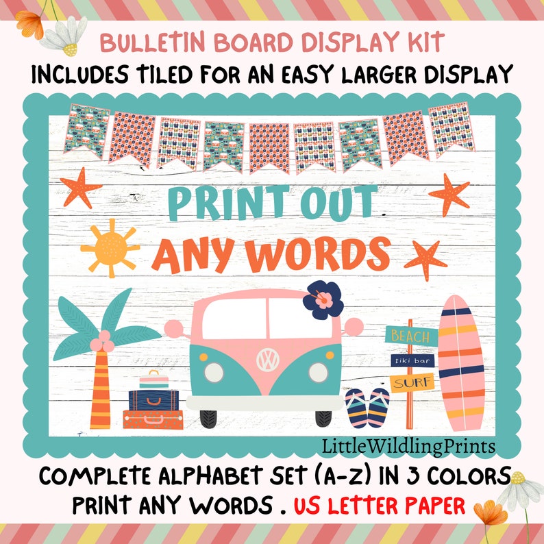 Rolling Into Summer Bulletin Board Camper Van Display Kit - Etsy