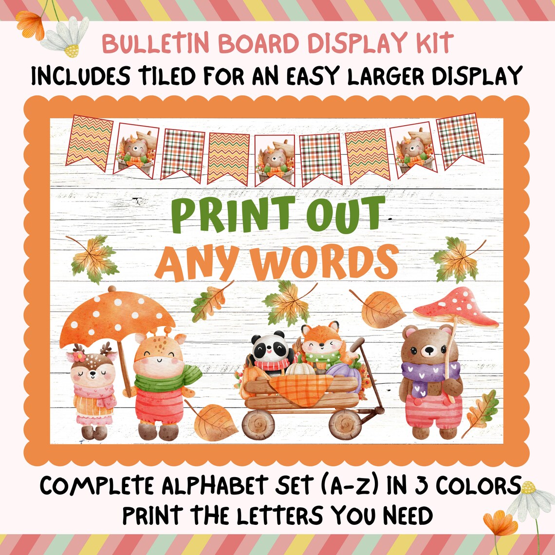Fall, Thanksgiving Animals, Harvest, Teamwork, Bulletin Board Kit - Etsy
