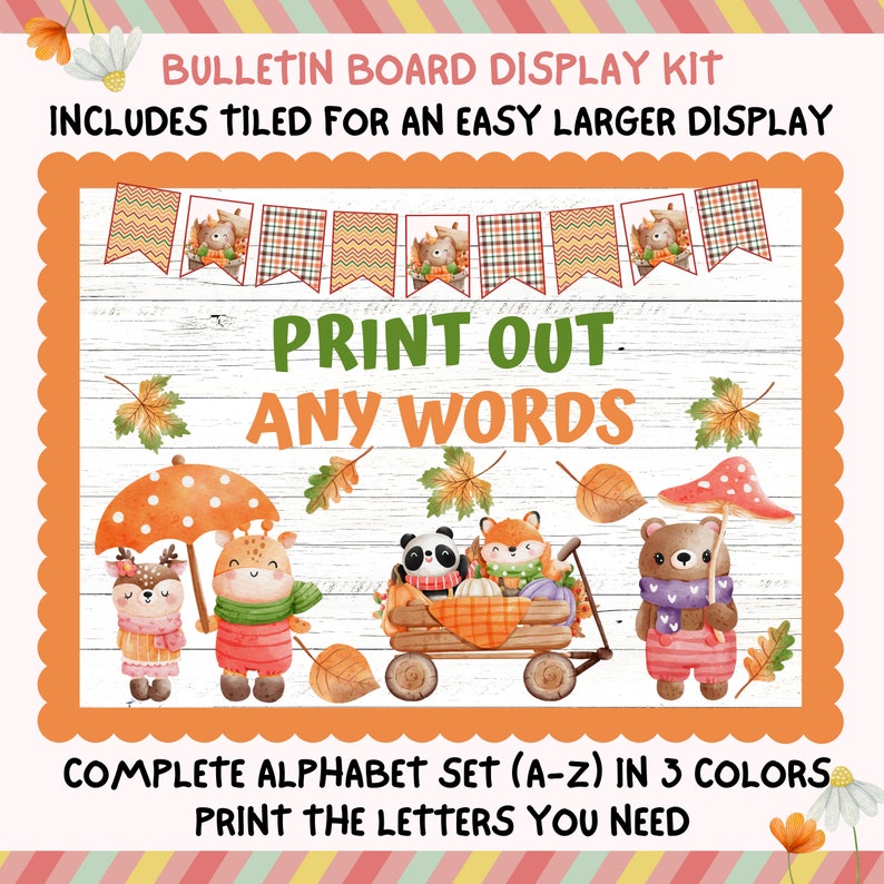 Fall, Thanksgiving Animals, Harvest, Teamwork, Bulletin Board Kit - Etsy