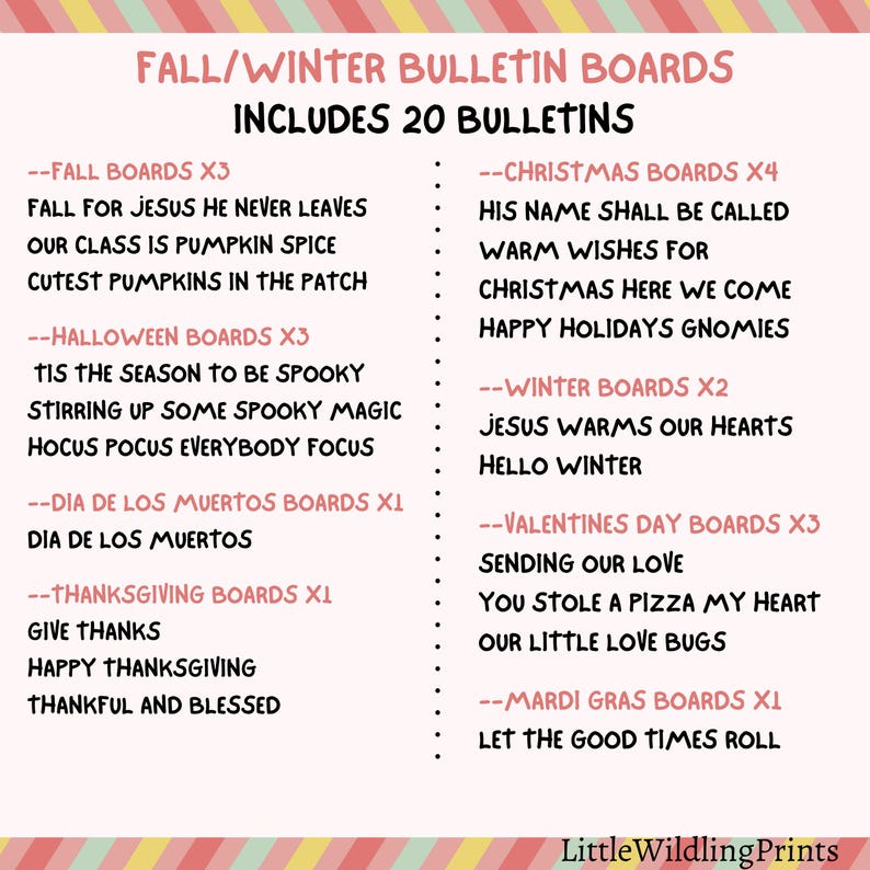 Fall Winter Bulletin Board Bundle, Bundle 1, Classroom Decor, Halloween ...
