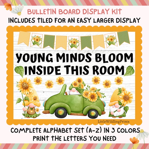 Sunflower Gnomes Bulletin Board Kit Blooming Floral Car - Etsy