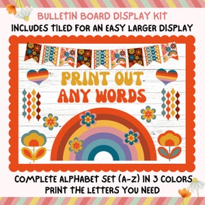 Boho Retro Positive Bulletin Board Kit, Good Day to Learn Rainbow ...