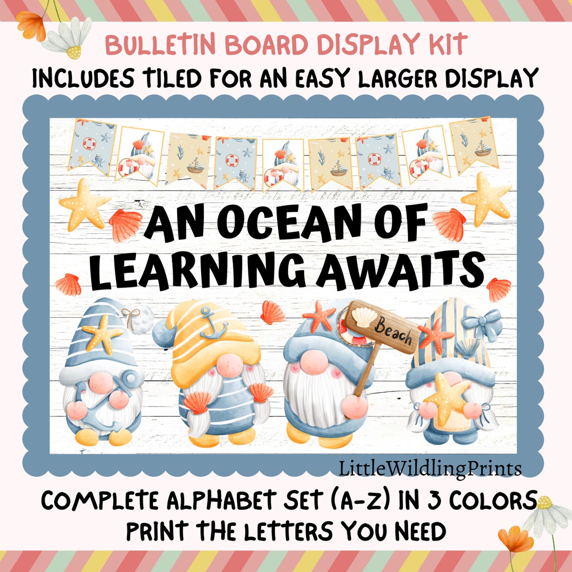 Beach Gnomes Bulletin Board Kit Sea Ocean Learning Theme - Etsy
