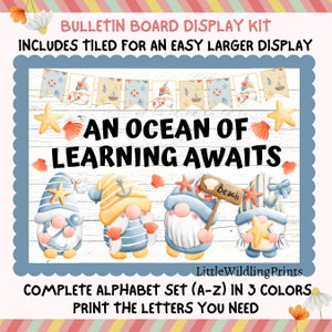 Beach Gnomes Bulletin Board Kit - Sea Ocean Learning Theme - Teacher ...