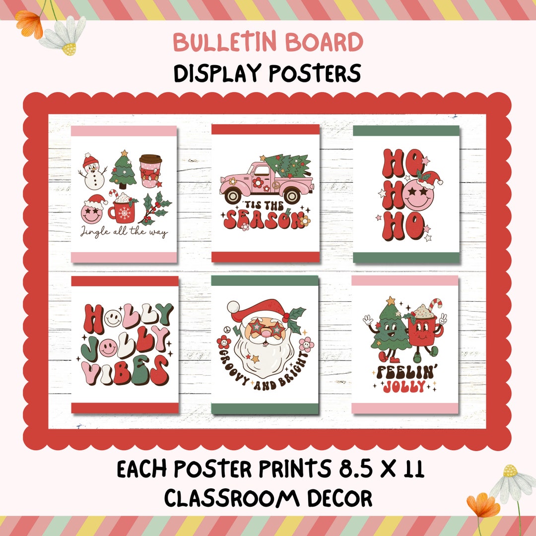 Christmas Retro Classroom Posters, Easy Modern Classroom Decor, Teacher ...