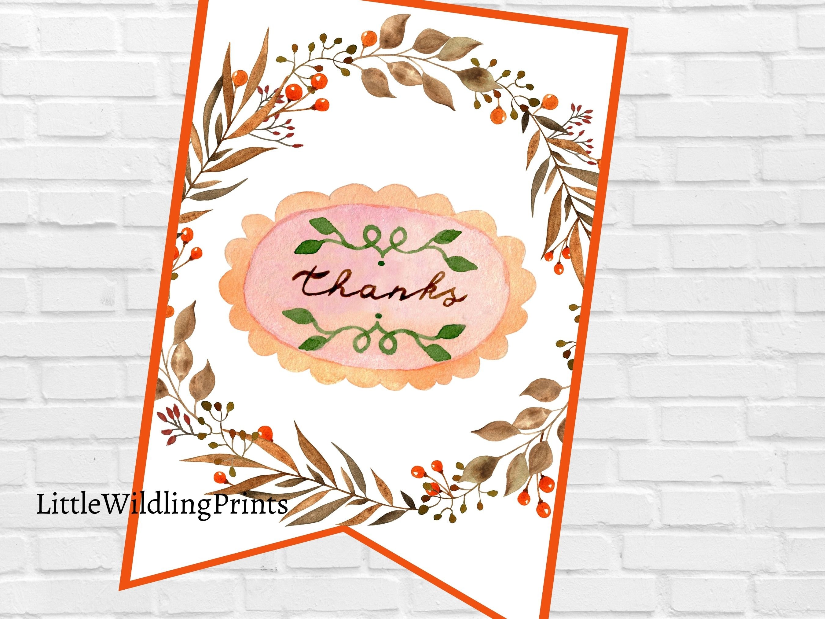 Happy Thanksgiving Banner Printable Digital Download Give | Etsy