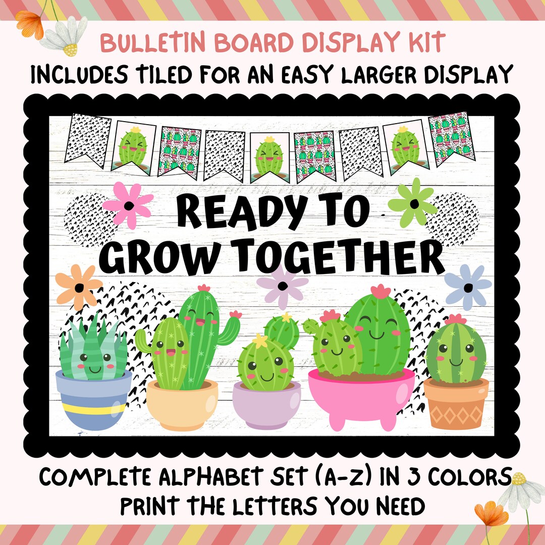 Cactus Grow Together Bulletin Board Kit, Plants Succulents Garden Cacti ...