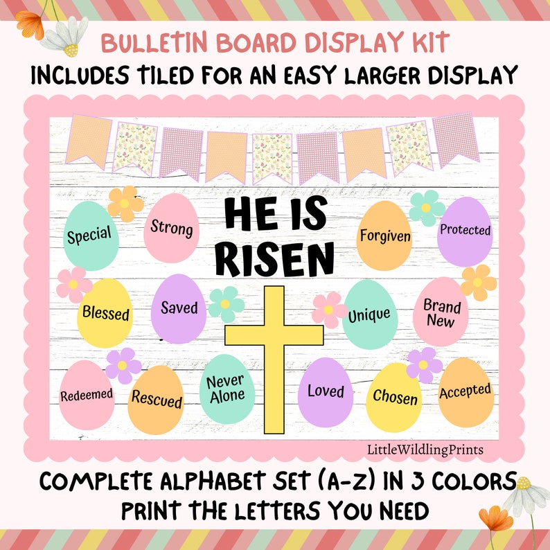 Biblical Affirmation Bulletin Board Kit He is Risen - Etsy