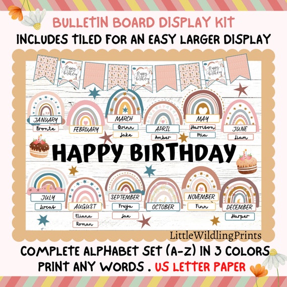 Boho Birthday Bulletin Board Rainbow Classroom Birthday - Etsy