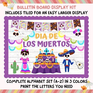 Day of the Dead Bulletin Board Kit, Dia De Los Muertos Skeleton Mexico ...