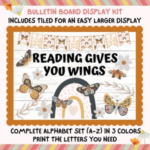 Reading Butterfly Bulletin Board Kit Boho Butterflies Retro - Etsy
