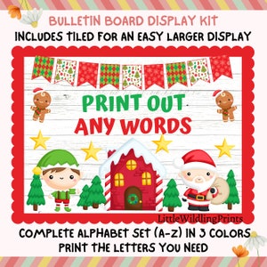Christmas, Santa, Father Christmas, Elf, Town, Bulletin Board Kit ...