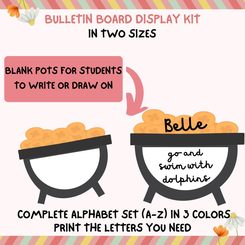 St Patricks Day Bulletin Board Kit, Pot of Gold Bulletin Writing ...