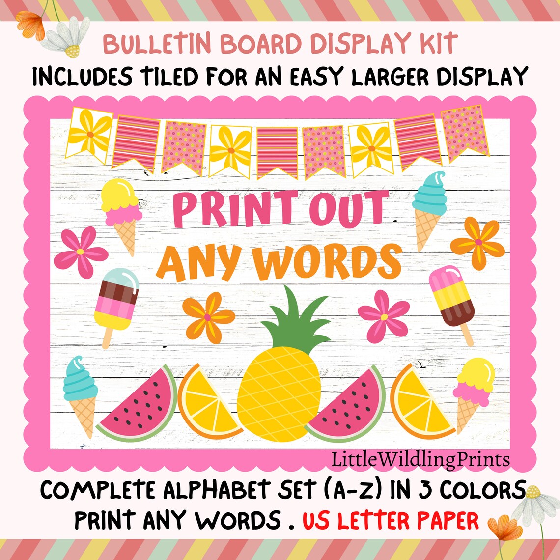 Sweet Summer Bulletin Board Pineapple Fruit Popsicles Display - Etsy