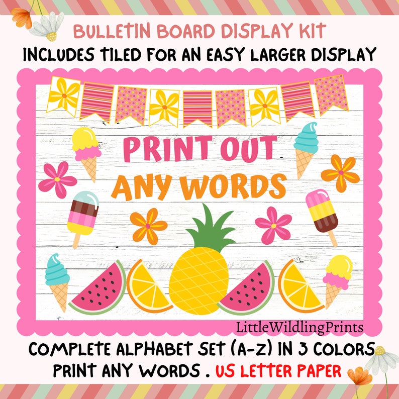 Sweet Summer Bulletin Board Pineapple Fruit Popsicles Display | Etsy