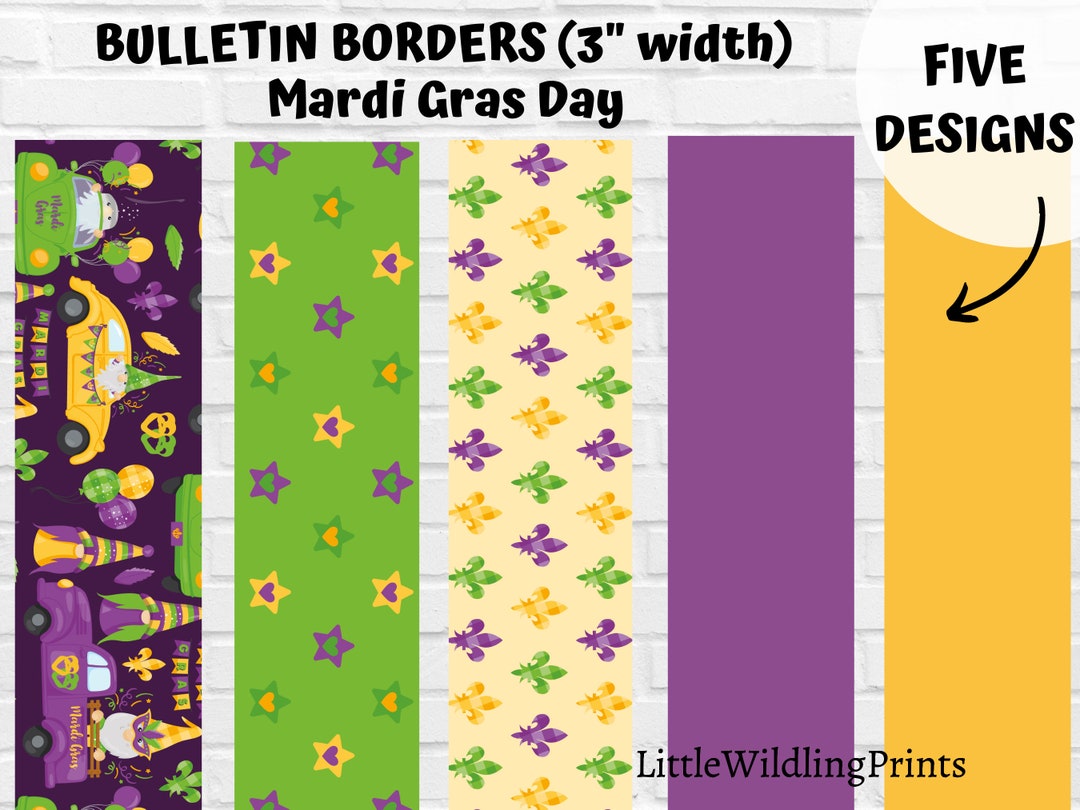 Mardi Gras Day Bulletin Board Borders Display Printable Classroom Decor ...