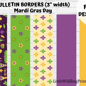 Mardi Gras Day Bulletin Board Borders Display Printable Classroom Decor ...