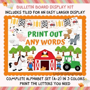 Down on the Farm Animals Spring Barn Herd Bulletin Board Display Kit ...