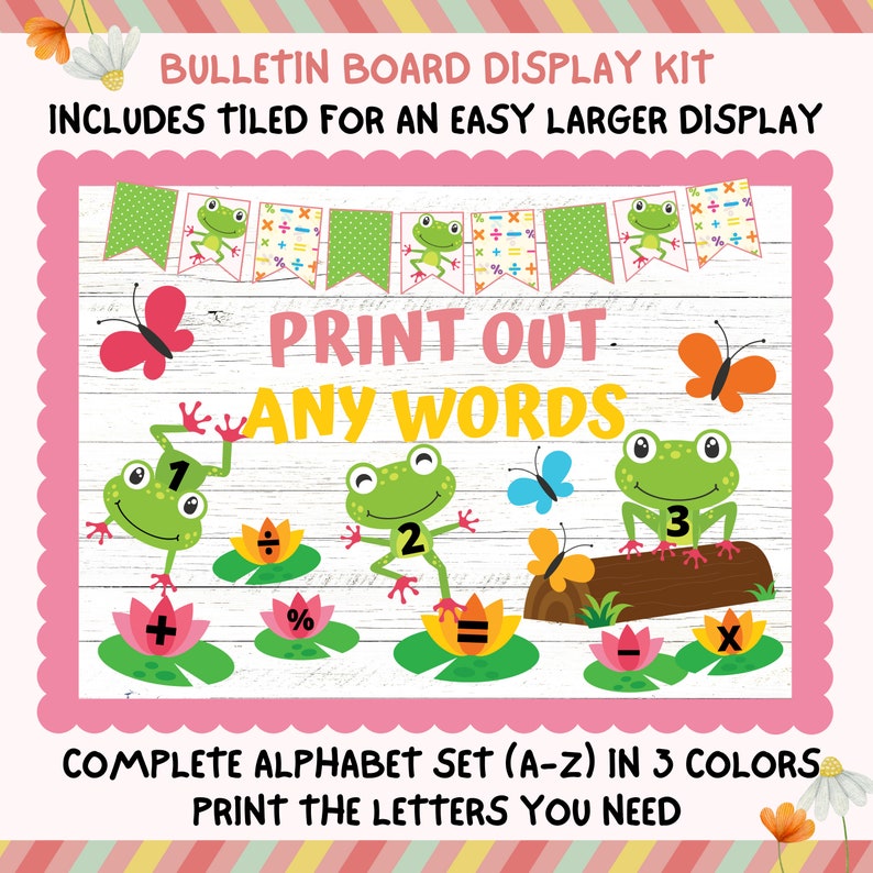Math Bulletin Board Kit Frogs Toads Subject Problem Solver - Etsy