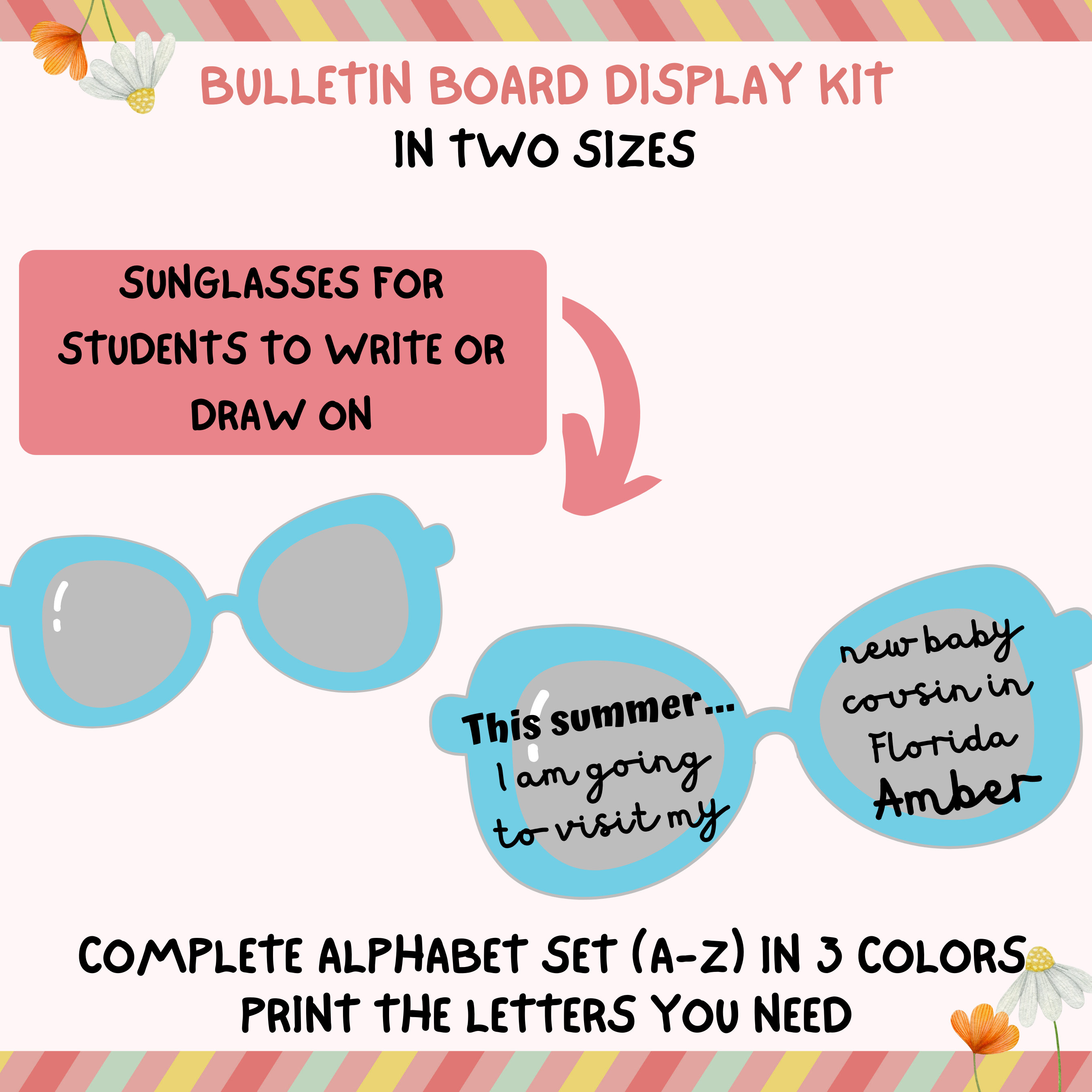 Summer Bulletin Board Kit, Sunglasses Bulletin, End of Year Bulletin ...