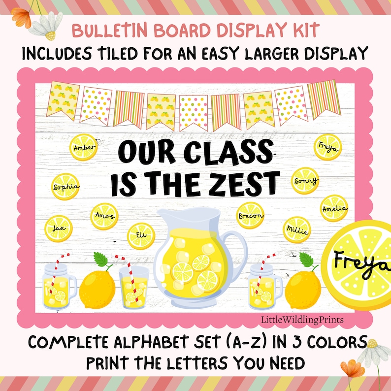 Lemon Bulletin Board Kit, Summer End of Year Bulletin Classroom Decor ...