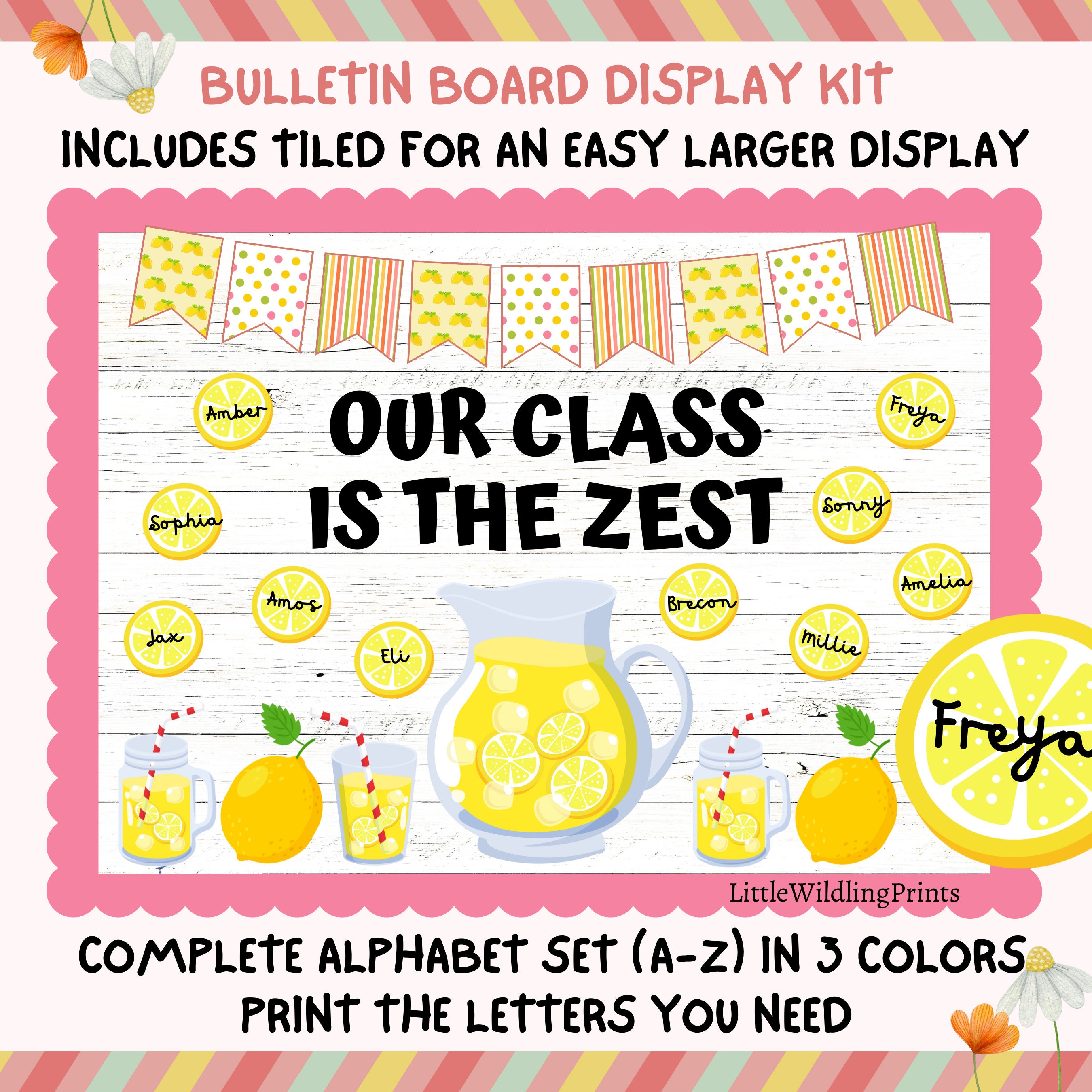 Lemon Bulletin Board Kit, Summer End of Year Bulletin Classroom Decor ...