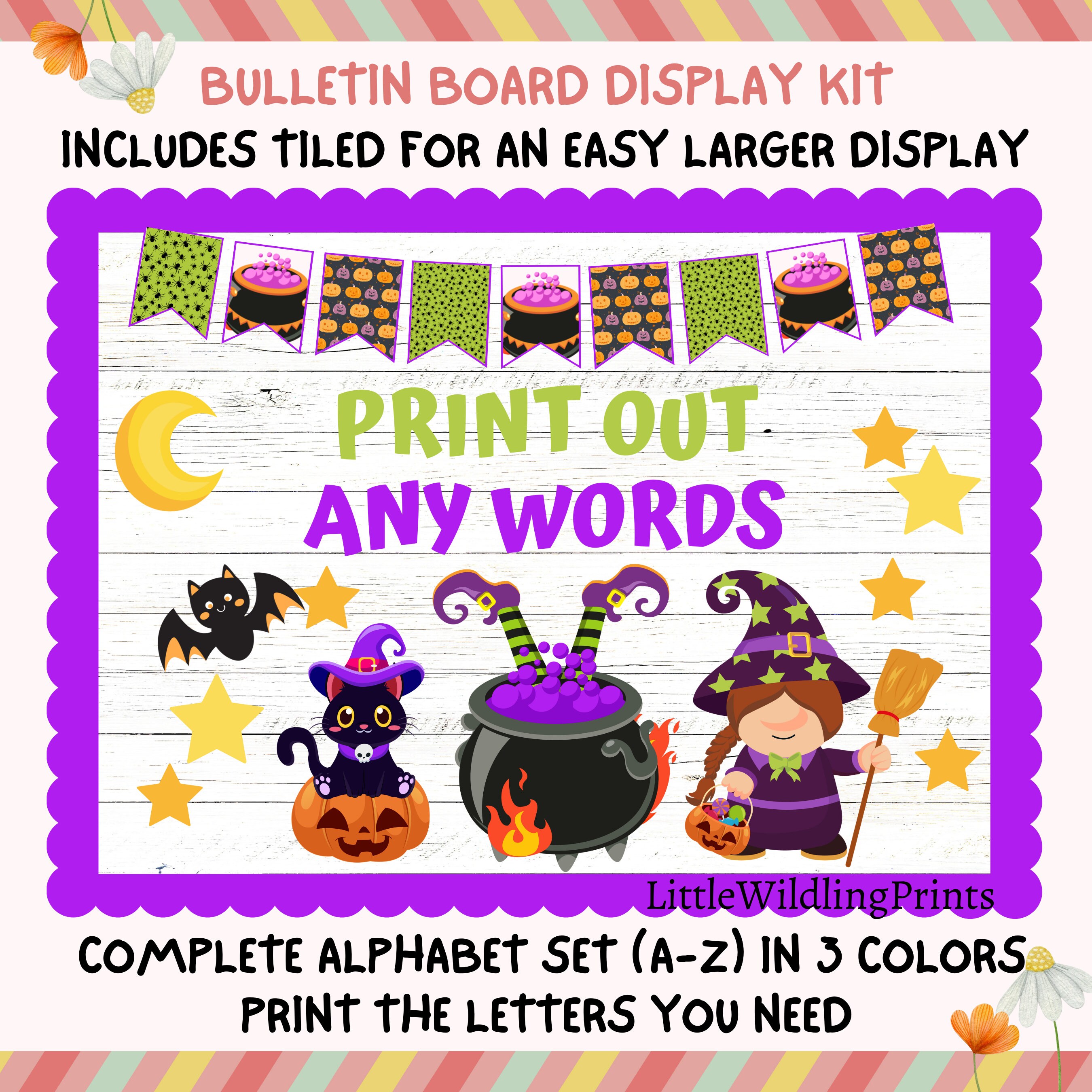 Witch, Halloween, Bulletin Board Kit, October - Etsy