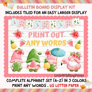 Summer Gnomes Bulletin Board Flamingo Display Kit Custom Any Words ...