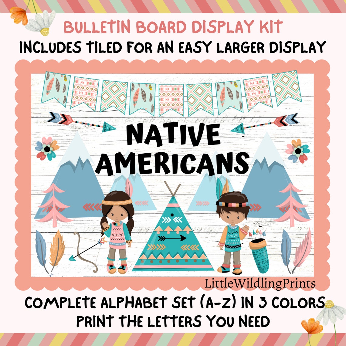Native Americans Bulletin Board Kit American Indians First - Etsy