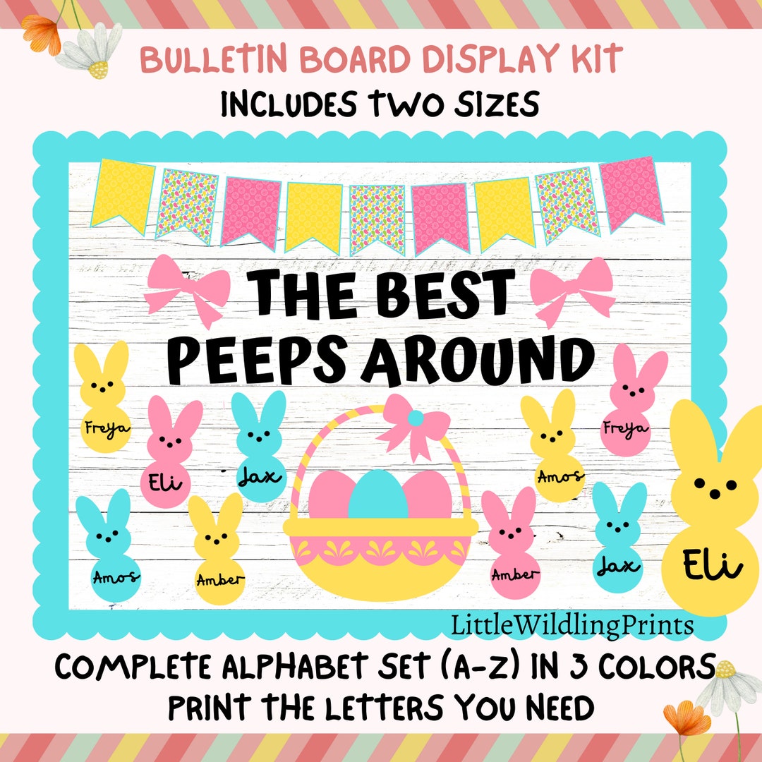 April Bulletin Board Kit, Peeps Bulletin Board, Easter Bulletin Board ...